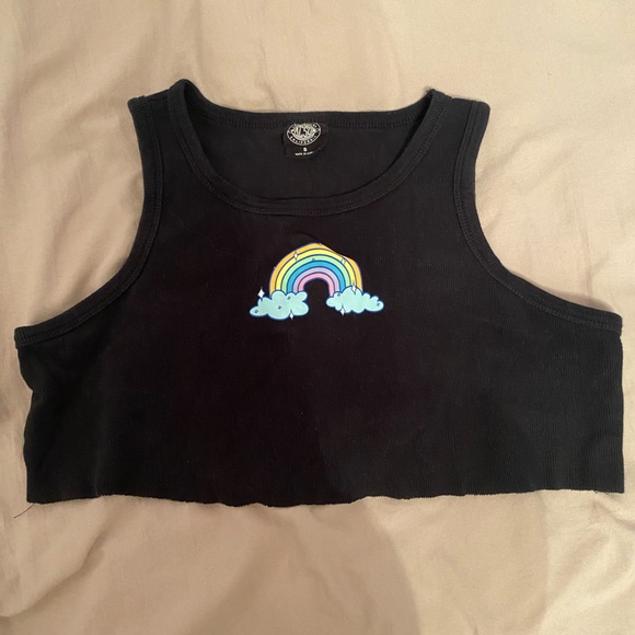 PacSun | Tops | Pacsun Black Cropped Tank With Rainbow | Poshmark